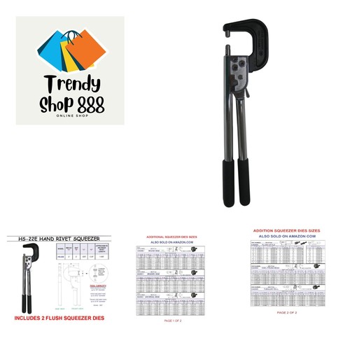 Hand Rivet Squeezer for Solid & Tubular Rivets, 2" , & 2" Gap. Will Set ...