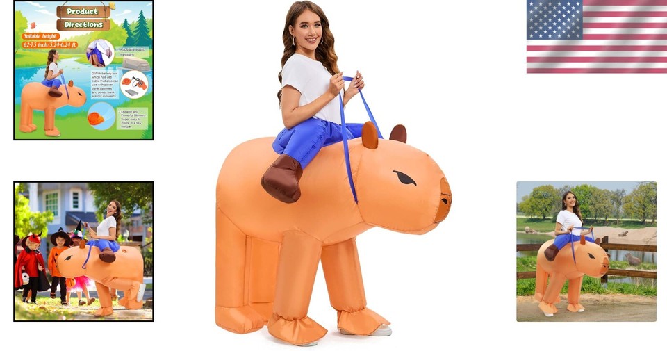 Capybara Costume - Halloween Adult Inflatable Costume Ride-On Animal | eBay