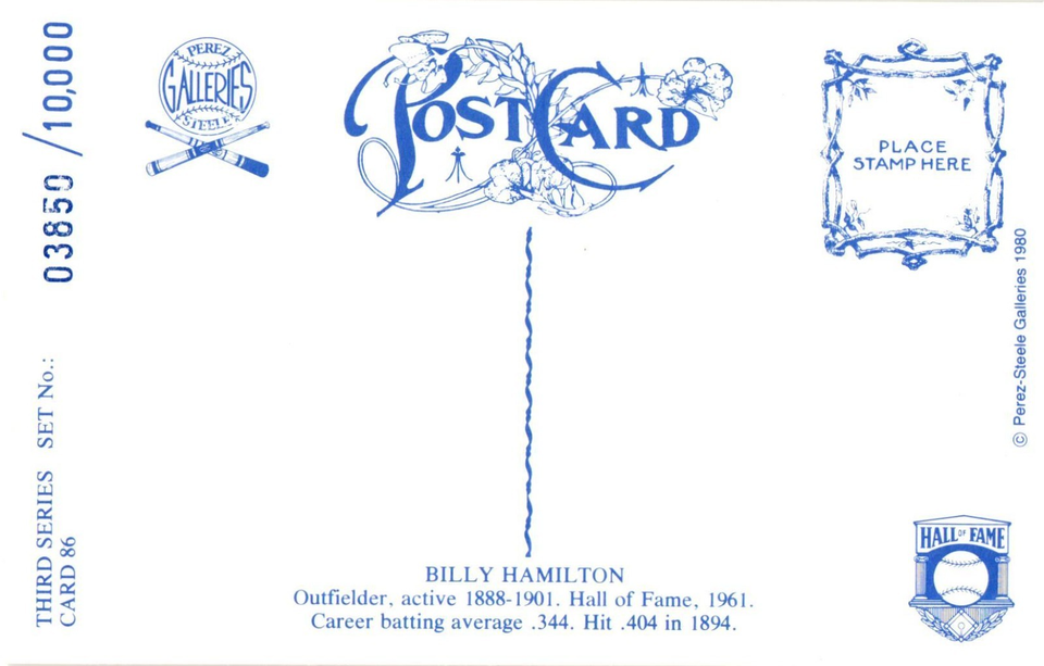 Billy Hamilton 1980 Perez-Steele Baseball Hall of Fame Limited Edition ...