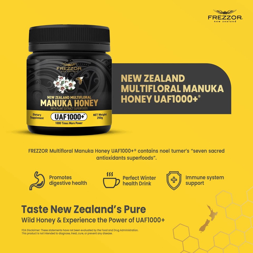 FREZZOR NEW ZEALAND MULTIFLORAL MANUKA HONEY Cold & Flu Symptom Relief ...