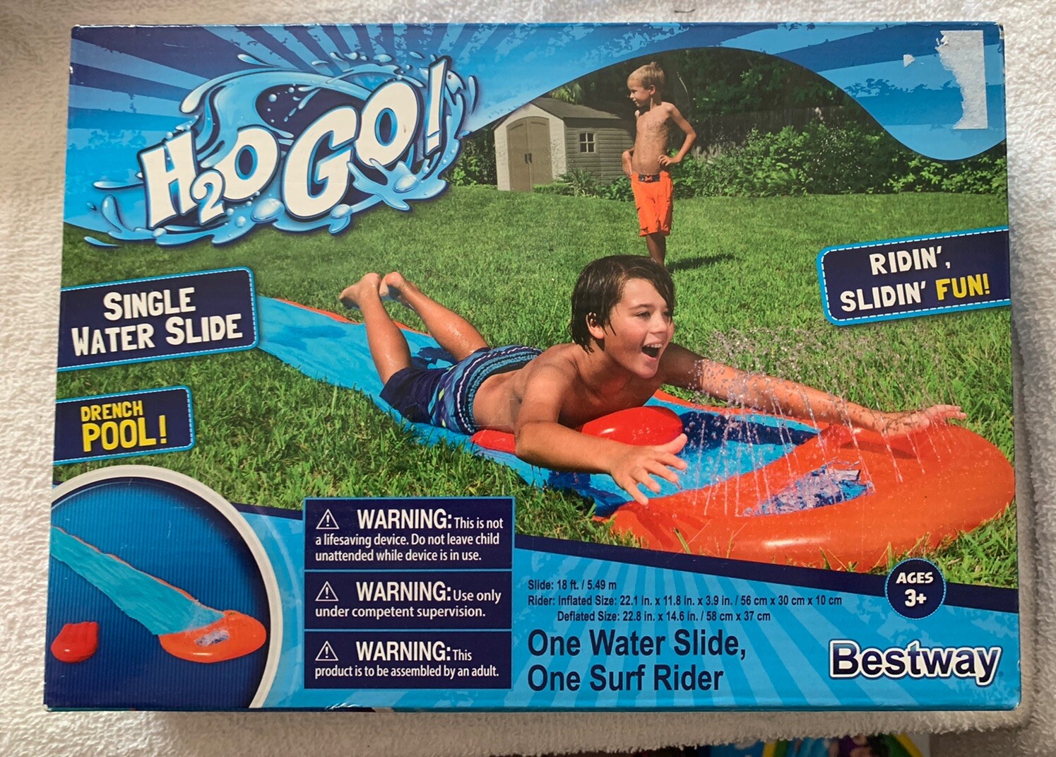 New H2O Go! Single 18’ Water slide W/ Drench Pool & Surf Rider | eBay