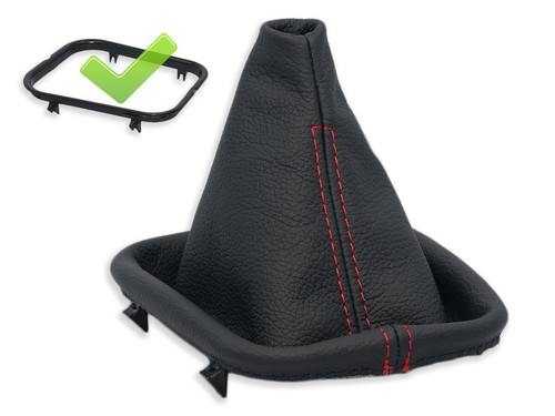 FOR BMW E30 1982-1994 GEAR SHIFT BOOT GAITER LEATHER STITCH RED + FRAME ...