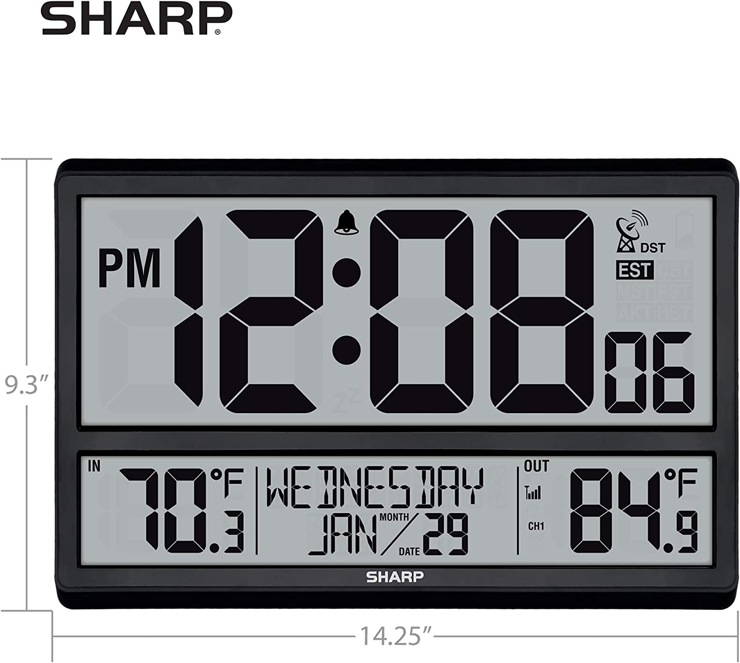 Sharp Atomic Clock - Never Needs Setting! –Easy to Read Numbers ...