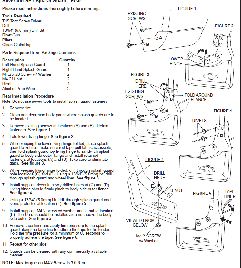 2019-2023 New Gen. GM Silverado Rear Black Flat Splash Mud Guards ...