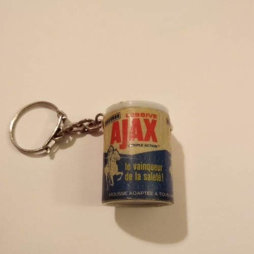 PORTE CLES VINTAGE années 60/70 : bidon de lessive AJAX TRIPLE ACTION ...