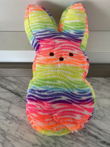 Peeps Plush Easter Bunny Neon Rainbow Multi-Color Tie Dye 17" Just Born ...