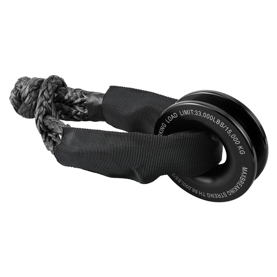 Heavy Duty Recovery Ring Snatch Block Pulley w/ Soft Shackle Tow Winch ...
