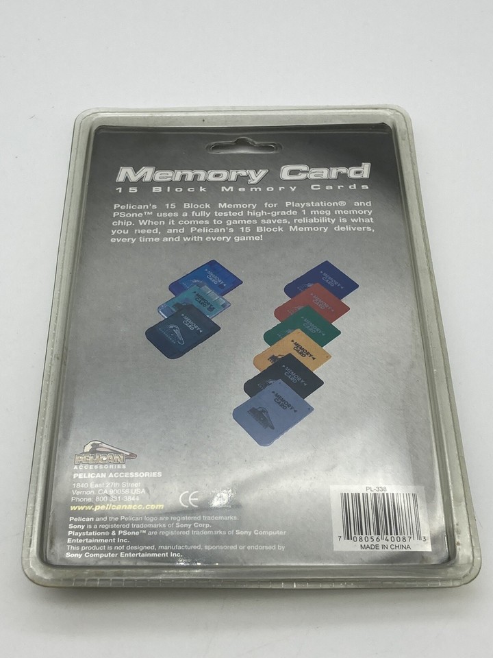 PS1 Pelican Memory Card PlayStation One Brand New Sealed 1mb 15 Blocks ...