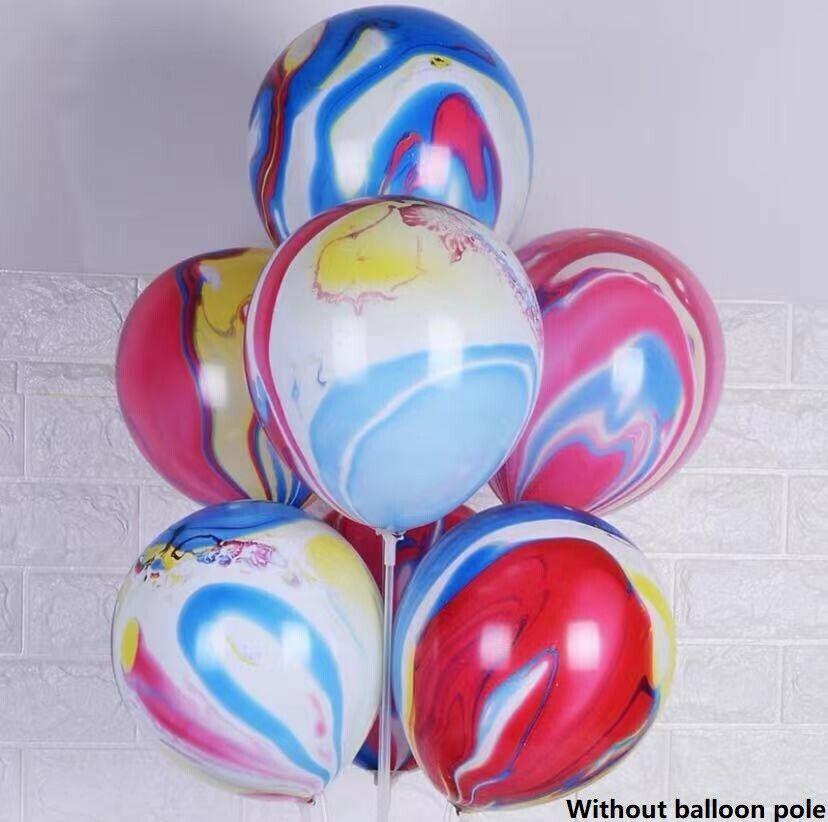 20pcs Quality Glossy Marble Agate Effect Latex 10" Balloon Birthday ...