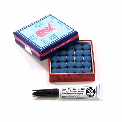 50 x 9.5mm Tweeten ELKMASTER Leather Snooker Pool Cue Tips (full box ...