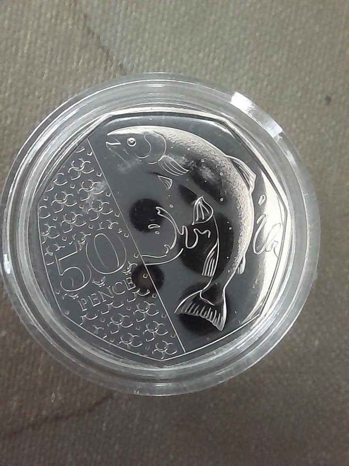 New 2024 Salmon 50p. No Privy Mark. King Charles Brilliant Uncirculated ...