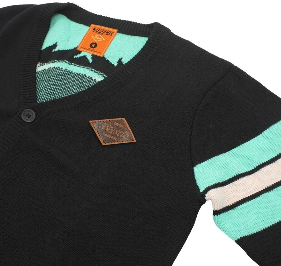 NEW Creepy Co. Beistle FLAMING SKULL CARDIGAN Sweater XS & S Select ...