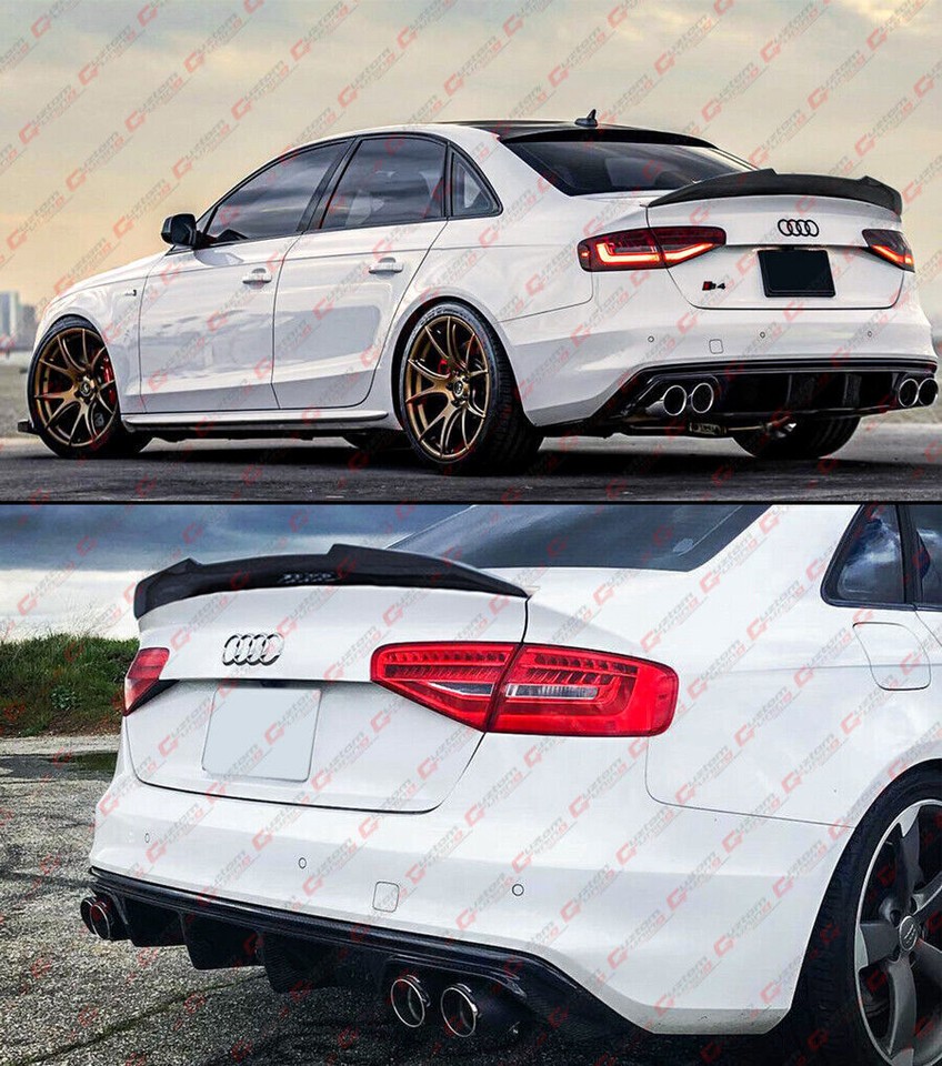 REAL CARBON FIBER TRUNK SPOILER WING AUDI S4 SEDAN PSM STYLE HIGHKICK ...