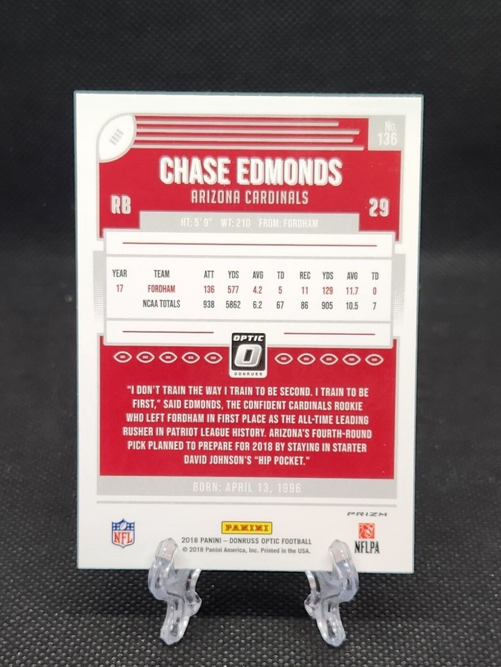 Chase Edmonds 2018 Donruss Optic Rookie RC Holo #136 Buccaneers | eBay