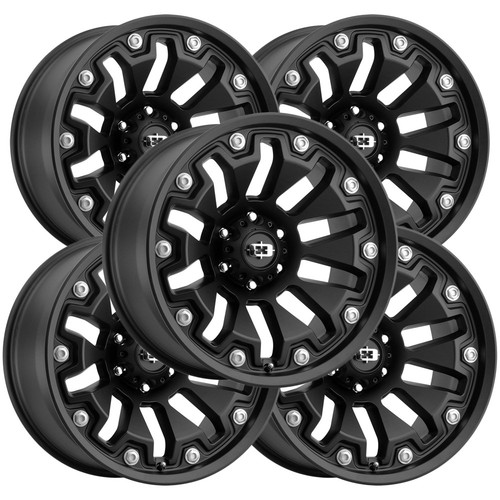 (Set of 5) Vision 362 Armor 20x10 6x5.5" -25mm Satin Black Wheels Rims ...