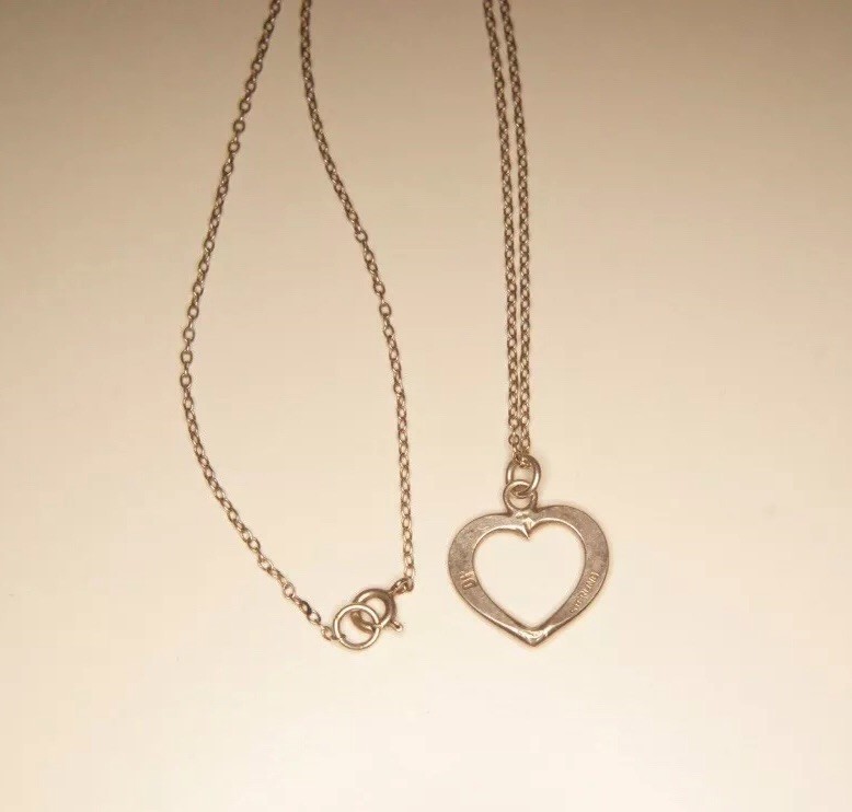 Sterling Silver Open Heart Pendant On 16.25" 1.1mm Cable Chain | eBay