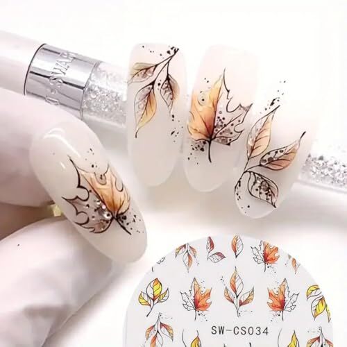 Fall Nail Art Stickers Decals Autumn Maple Leaf Nail Decals 6PCS Fall ...