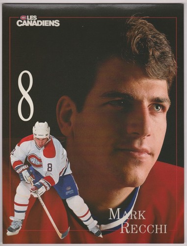 Mark Recchi 1996 Montreal Canadiens Program Line-Up 8" x 10" Molson ...