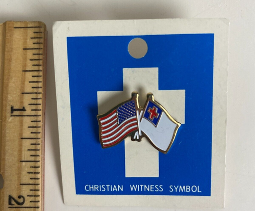 Vintage Christian Witness Symbol Pin - USA & Christian Flag Crossed ...