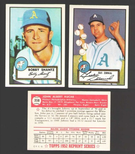1952 TOPPS Reprints - PHILADELPHIA ATHLETICS / A'S Team Set | eBay