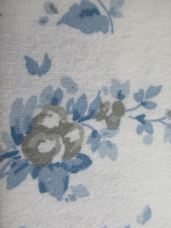 LAURA ASHLEY Queen Sheets Soft Flannel "Audrey" Blue Gray Floral 4Pc ...