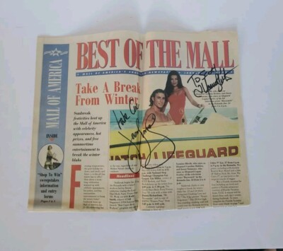 Autographed Yasmine Bleeth & Jason Simmons Newspaper Baywatch Swimsuit ...