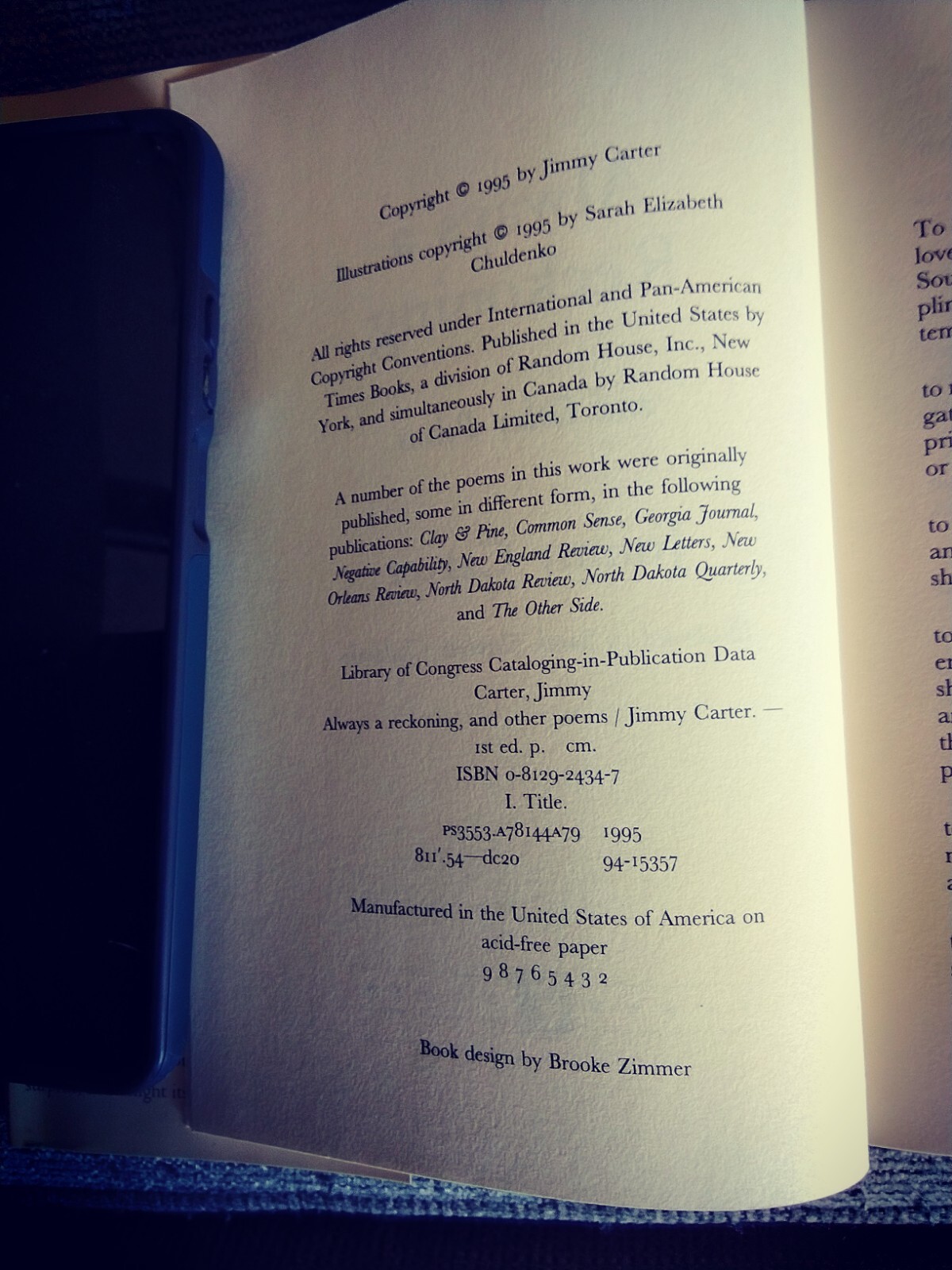 Always a Reckoning and Other Poems by Jimmy Carter (1994, Hardcover ...