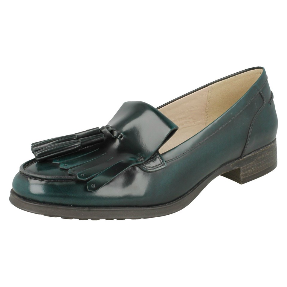 LADIES CLARKS LEATHER SLIP ON WORK FORMAL FRINGE TASSEL LOAFER SHOES ...