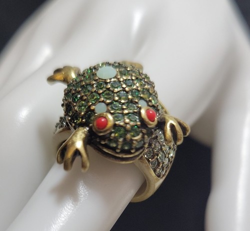 Retired Heidi Daus Green Rhinestone Frog Ring Size 6.5 | eBay