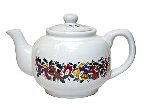 Vintage Tea Pot Christmas Musical Design White Ceramic | eBay