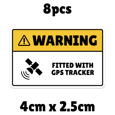 8 x Fitted With GPS Tracker Warning Mini Label Sticker | eBay Australia