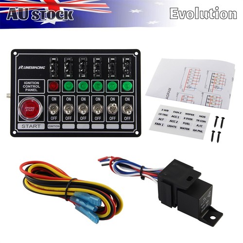 Ignition 6 Switch LED Lights Panel Racing Car Engine Start Push with ...