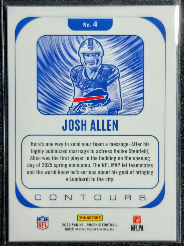 2025 Panini NFL Phoenix Josh Allen Silver Holo Contours Insert #4 ...