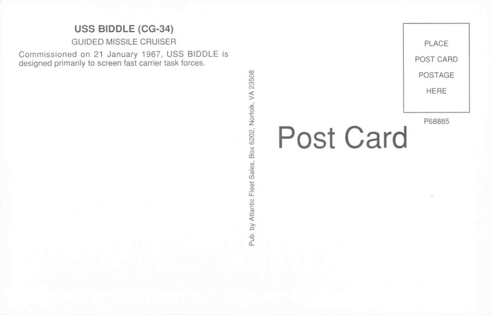 Postcard USS Biddle CG-34 Guided Missile Cruiser | eBay