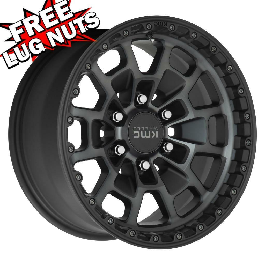 17 inch 17x8.5 KMC KM718 SUMMIT BLACK GRAY wheels rims 6x5.5 6x139.7 ...