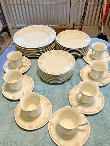 35 pc. Dynasty Fine China Elegance floral trim Plate Set | eBay