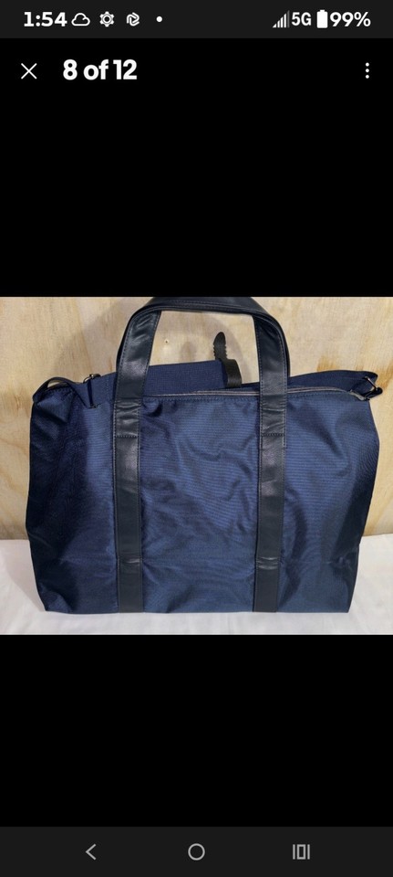 Jimmy Choo Unisex Navy Duffle Travel Gym Bag Weekender Faux Leather ...