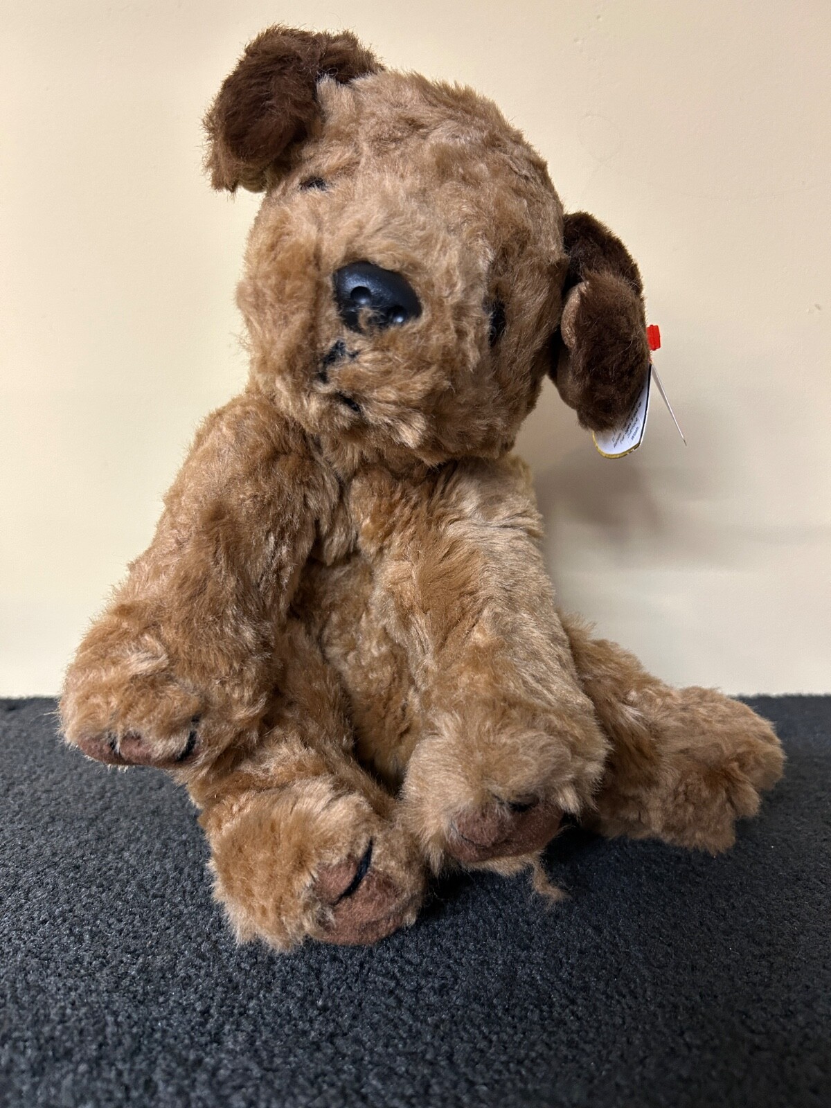 Ty Chips Dog Plush 10" Two Tone Brown Beanie Stuffed Animal Toy Retired ...