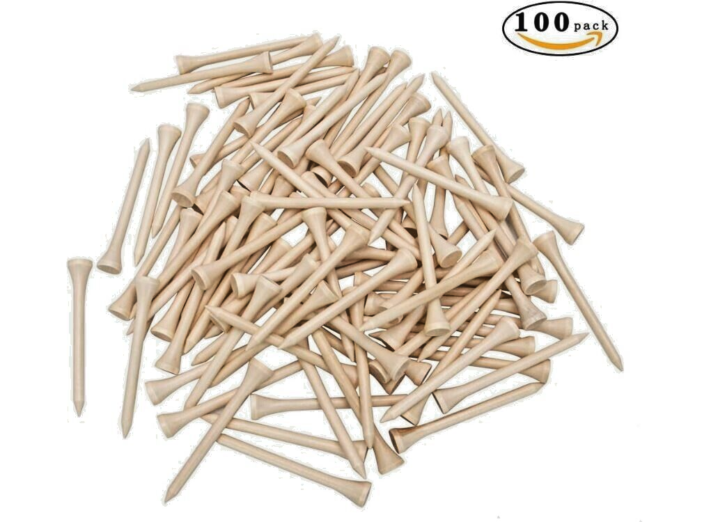 THIODOON Golf Tees Professional Natural Wood Golf Tees Pack of 100 3 1/ ...