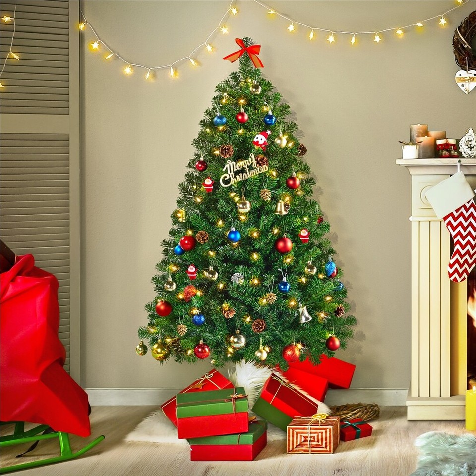 Artificial Christmas Tree with Lights Pre-lit Spruce Xmas Tree Multi ...