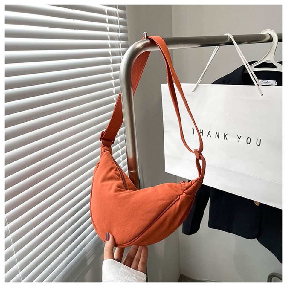Fashion Sling Half Moon Shape Dumpling Bag Nylon Crossbody Bag Chest ...