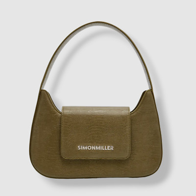 $395 Simon Miller Women's Green Retro Lizard Leather Shoulder Logo Bag ...