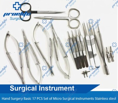 Hand Surgery Basic 17 PCS Set of Micro Surgical Instruments Stainless ...