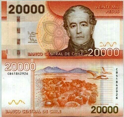 Chile 20000 PESOS P-165 2014 Bello 1781-1865 UNC Chilean World Currency ...