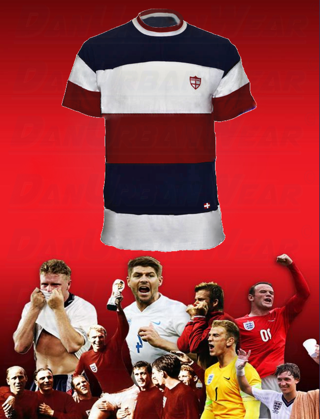 Men's England UK Football Footy Word Cup Short Sleeve Casual T-Shirt ...