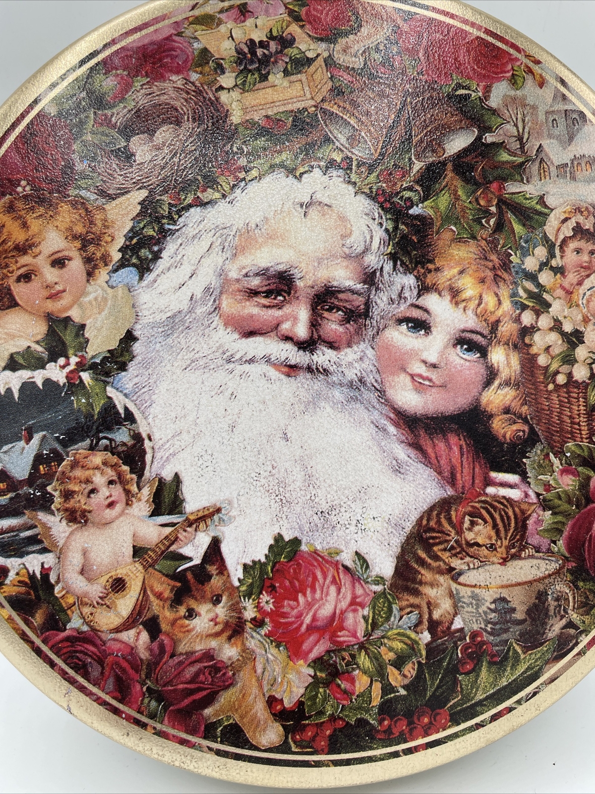 Santa Tin-Victorian Christmas Cherubs Vintage 1993 Cookies Candies ...