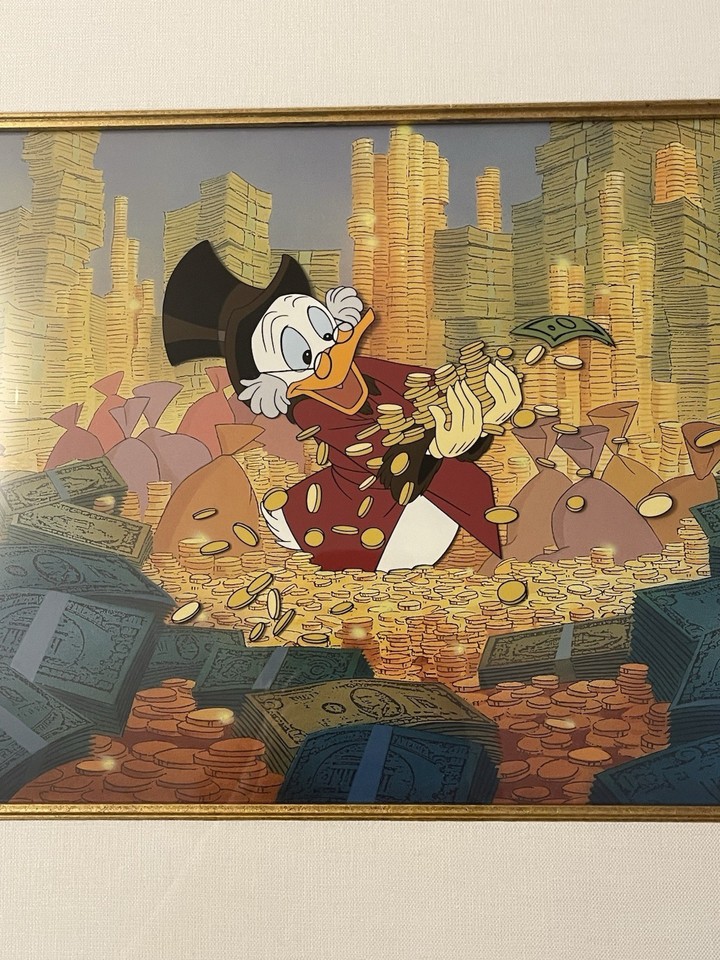 Scrooge McDuck Money in the Bank Disney Sericel w/ COA Background 25x20 ...