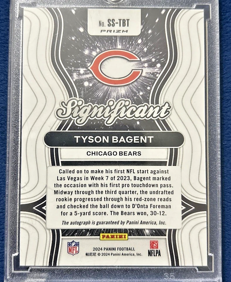 TYSON BAGENT 2024 Panini Prizm Significant AUTO Chicago Bears | eBay