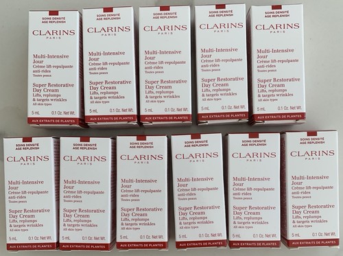 CLARINS super restorative day cream sample lot set x 11 - 55ml total ...