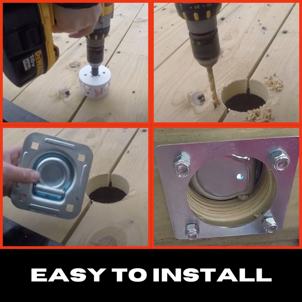 Pit Posse Cargo Trailer Anchor Tie Down D-Ring Flush with Hardware (4pk ...